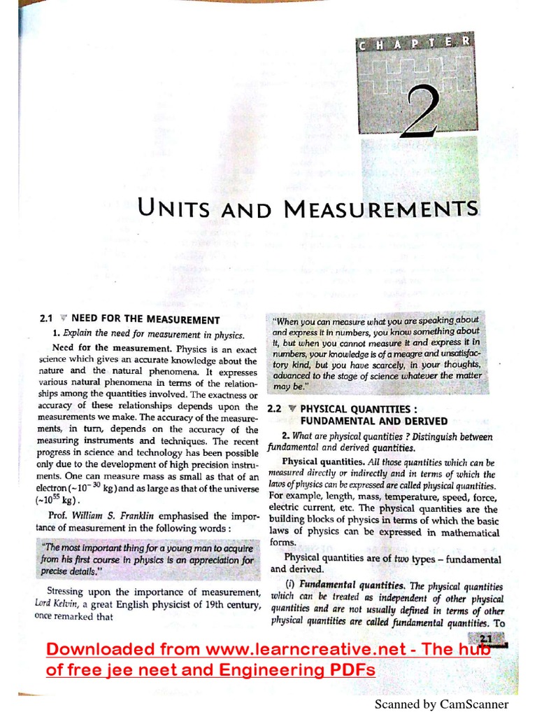Chapter 2-Units and Measurements | PDF | Computers