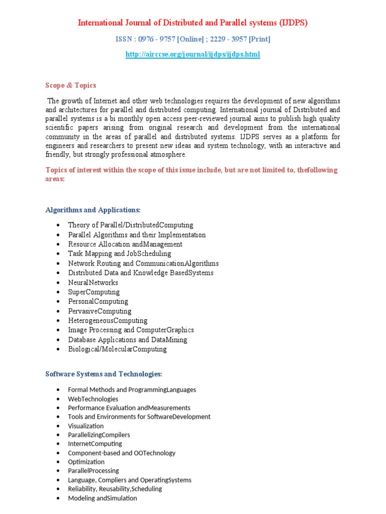 International Journal of Distributed and Parallel Systems | PDF ...