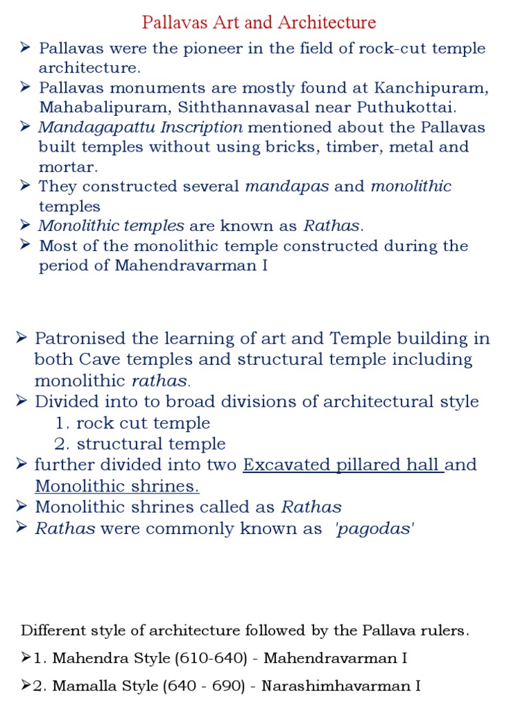 Pallavas Art and Architecture | PDF