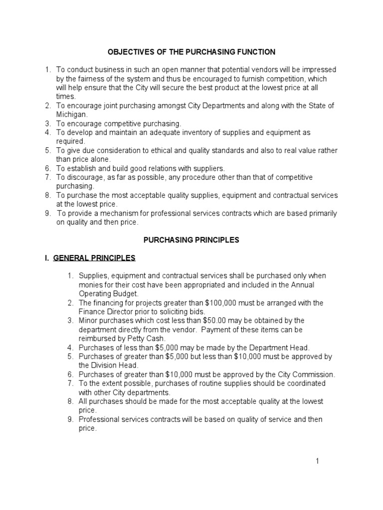 Objectives of The Purchasing Function | PDF | Auction | Accounts Payable