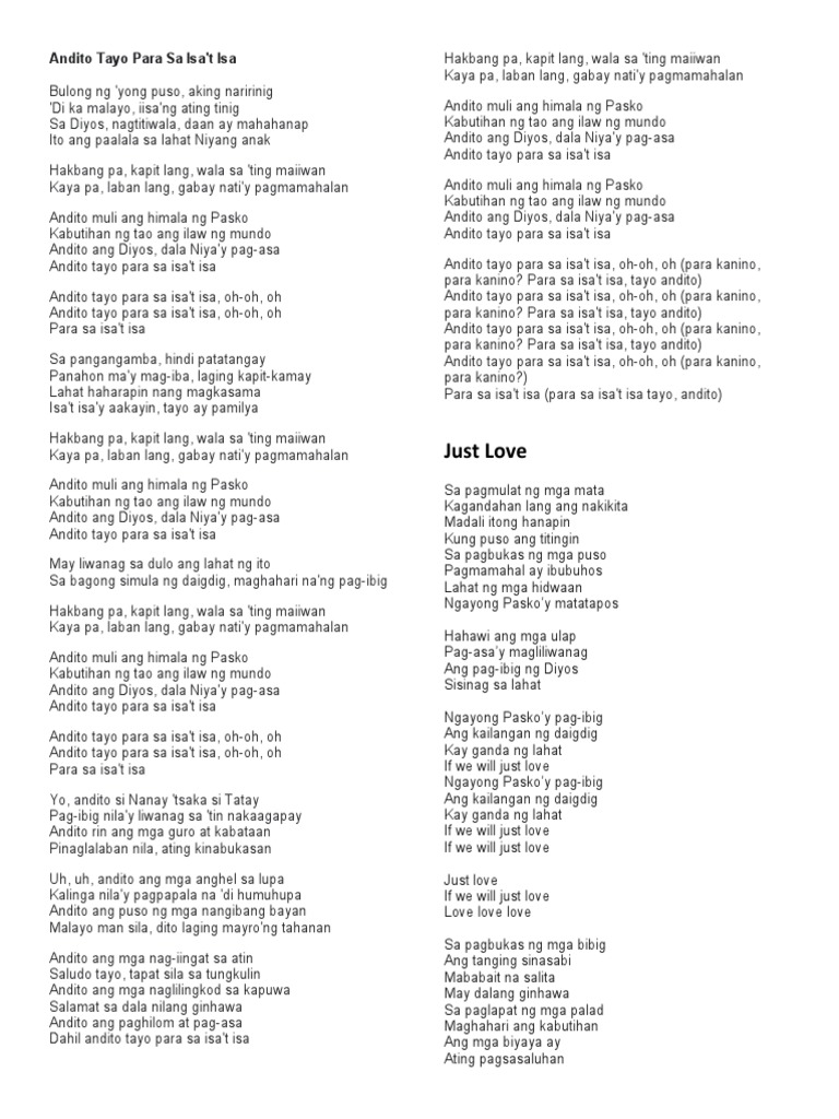 Andito Tayo para Sa Isa | PDF