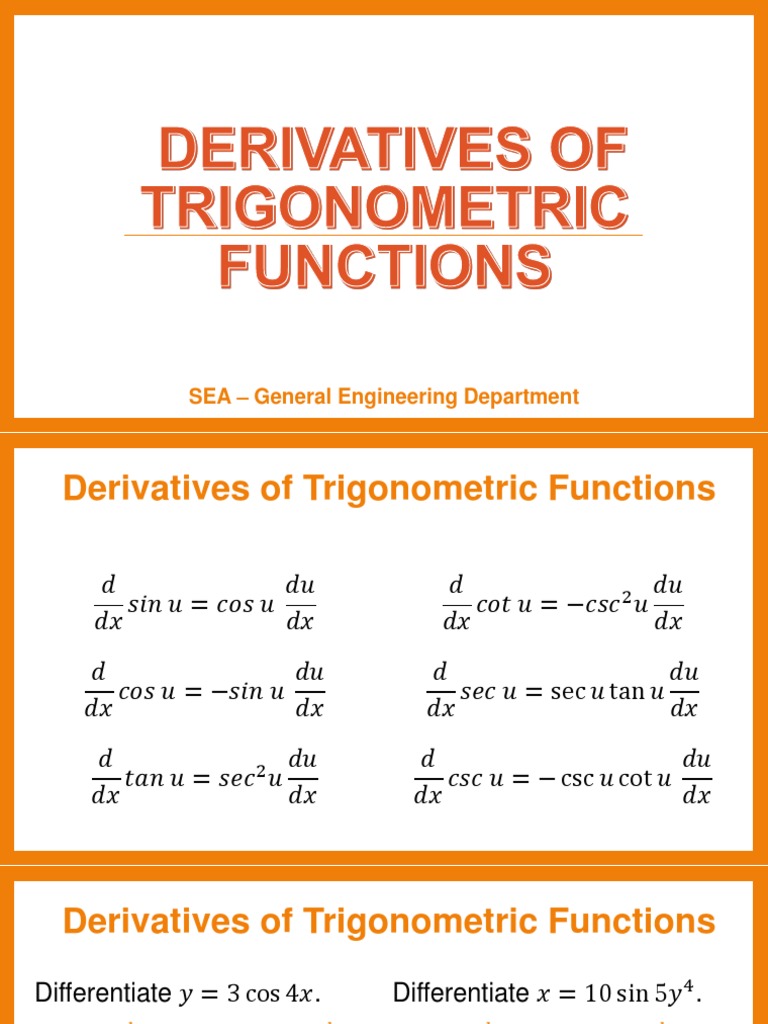 Derivative of Trigonometric Functions | PDF | Trigonometric Functions ...