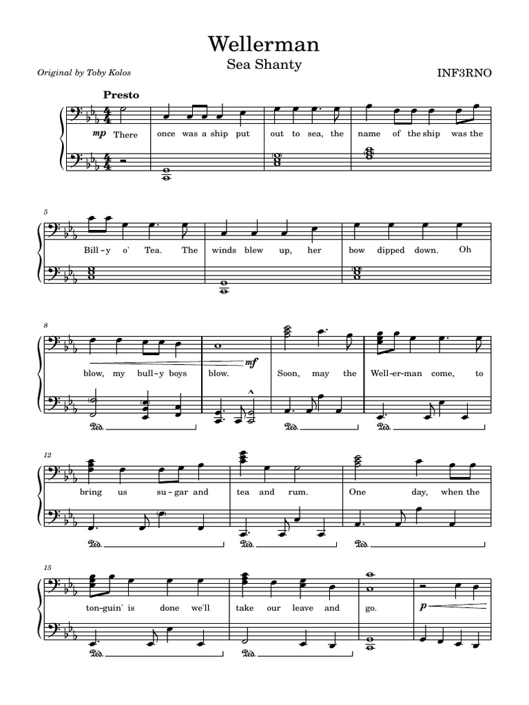 Wellerman Sea Shanty PIANO Arrangement | PDF | Ships | Water Transport