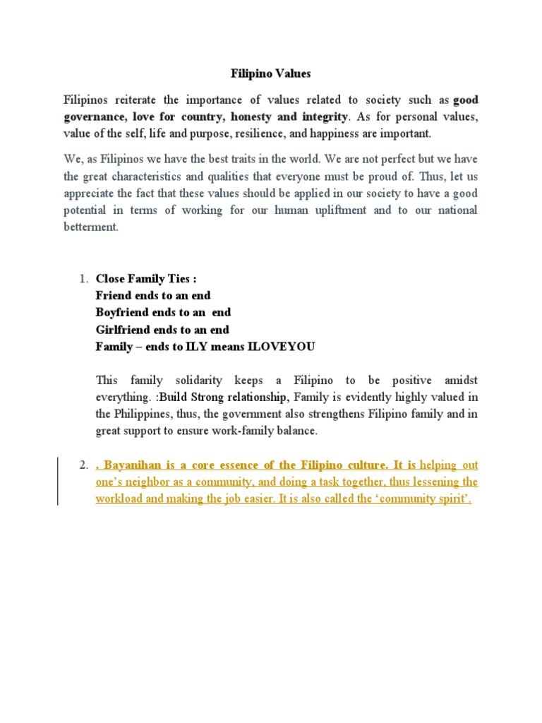 Filipino Values | PDF