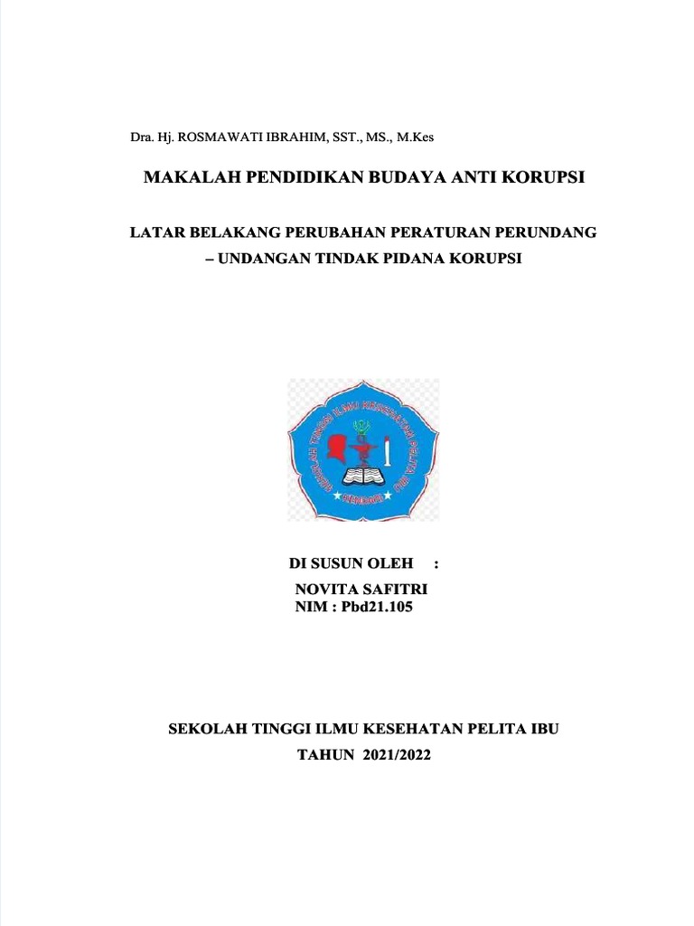 Pdf Tindak Pidana Korupsi Dalam Peraturan Perundang Undangan Di Indonesia Compress Pdf 