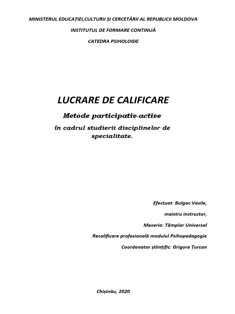 Lucrare de Calificare Bulgac Vasile | PDF
