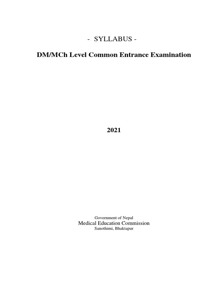 DM/MCH Level Common Entrance Examination by Medical Education ...
