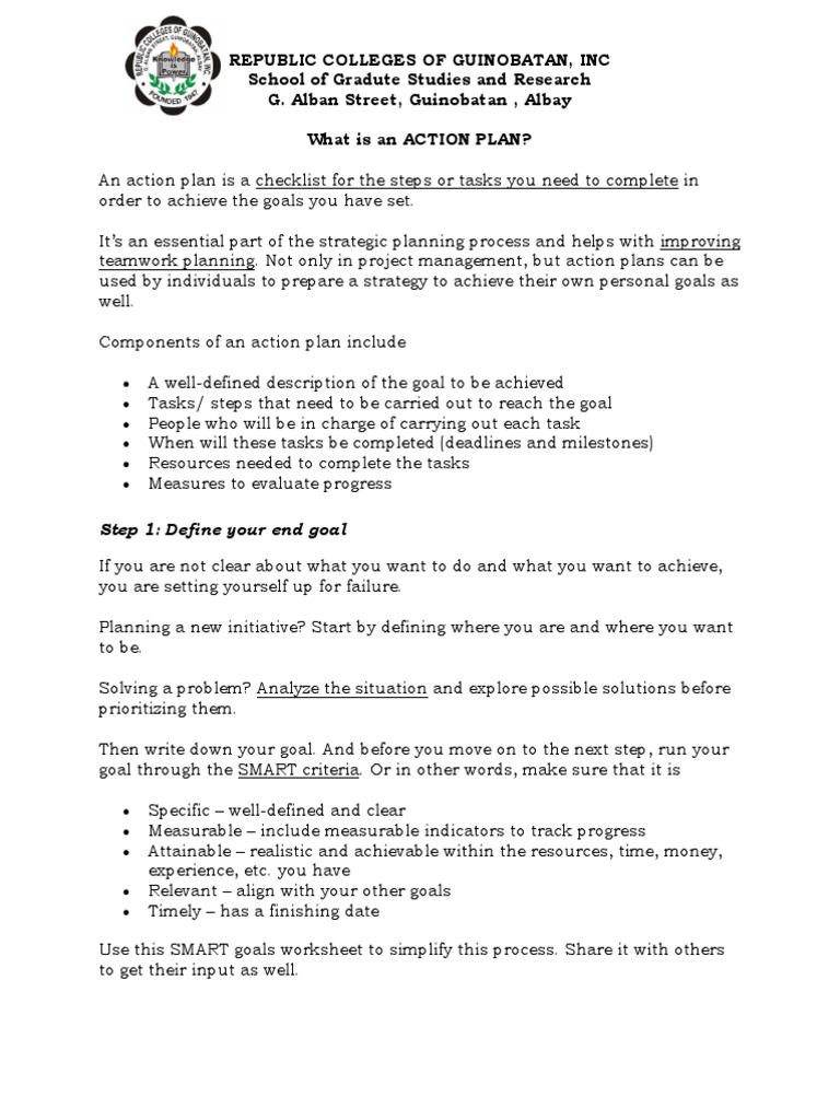 Steps to Create an Effective Action Plan | PDF | Goal | Business