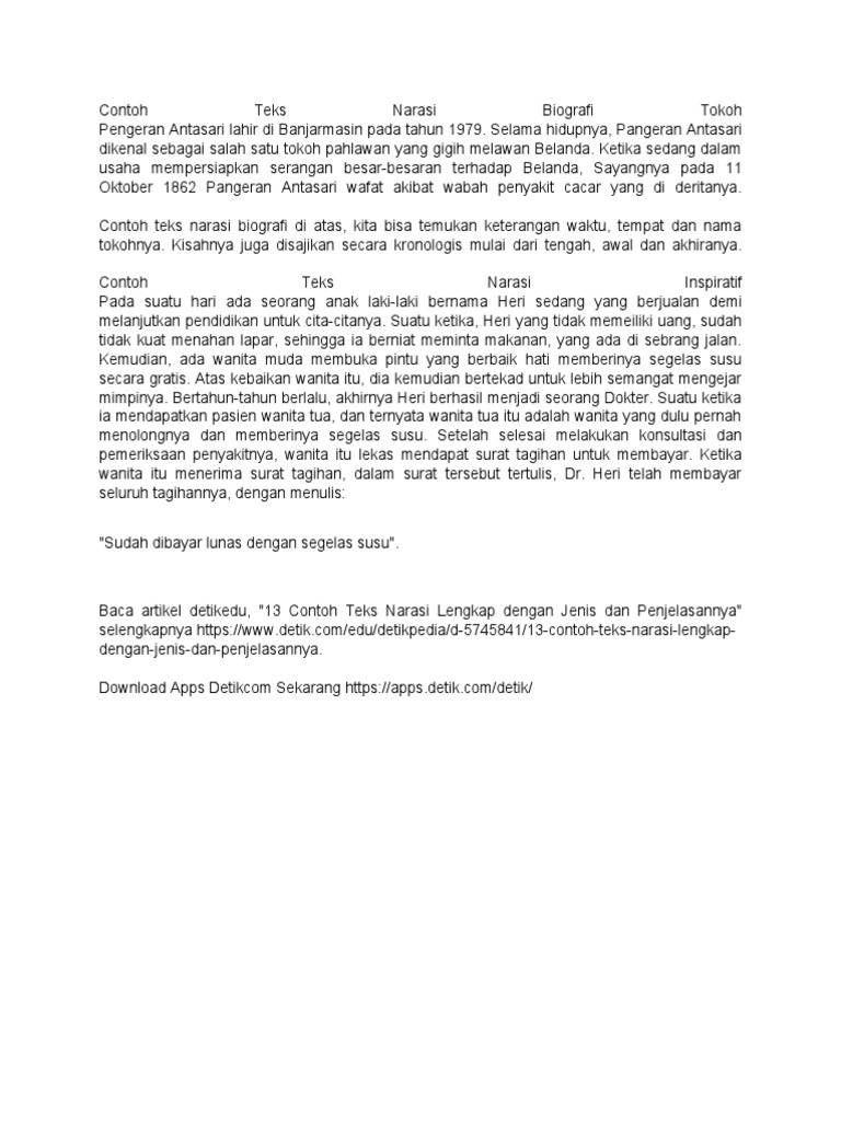 Contoh Teks Narasi Biografi Tokoh | PDF