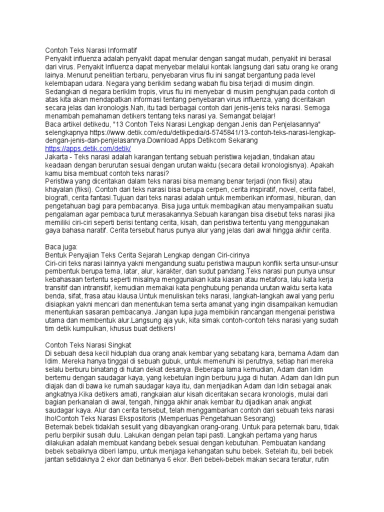 Contoh Teks Narasi Informatif | PDF
