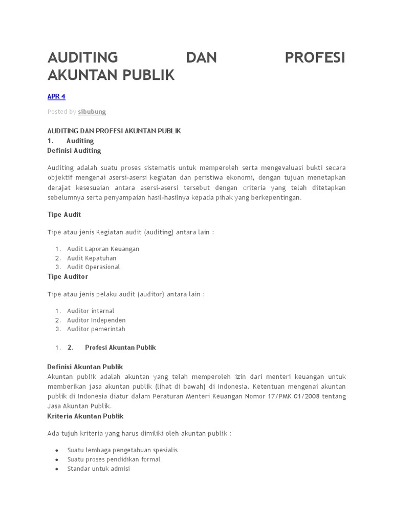 Materi Auditing 1 | PDF | Bisnis | Pengelolaan Keuangan & Uang