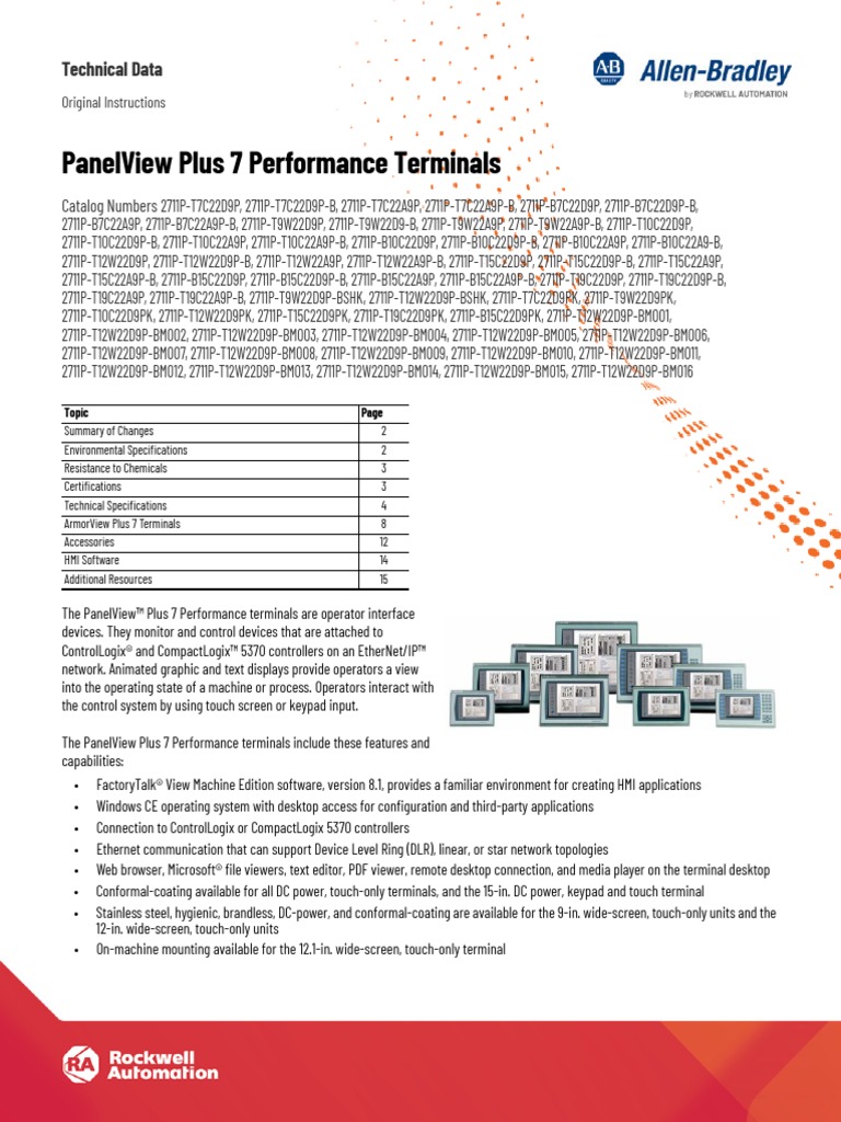 Panelview Plus 7 Performance Terminals: Technical Data | PDF | Power ...