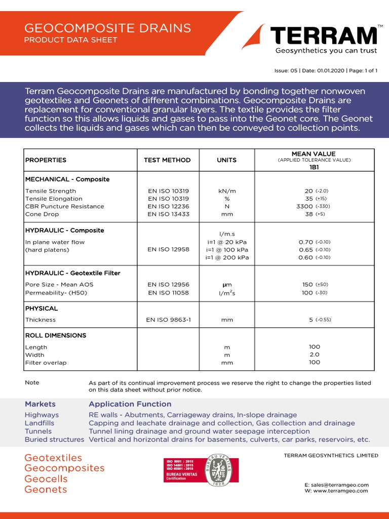 Terram Geocomposite 1B1 - TDS | PDF | Applied And Interdisciplinary ...