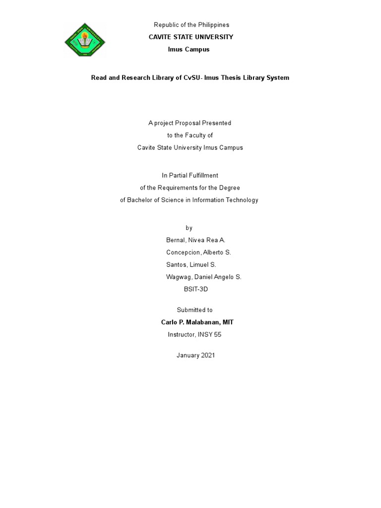 Read and Research Library of CvSU - FINAL DOCUMENT | PDF | Libraries ...