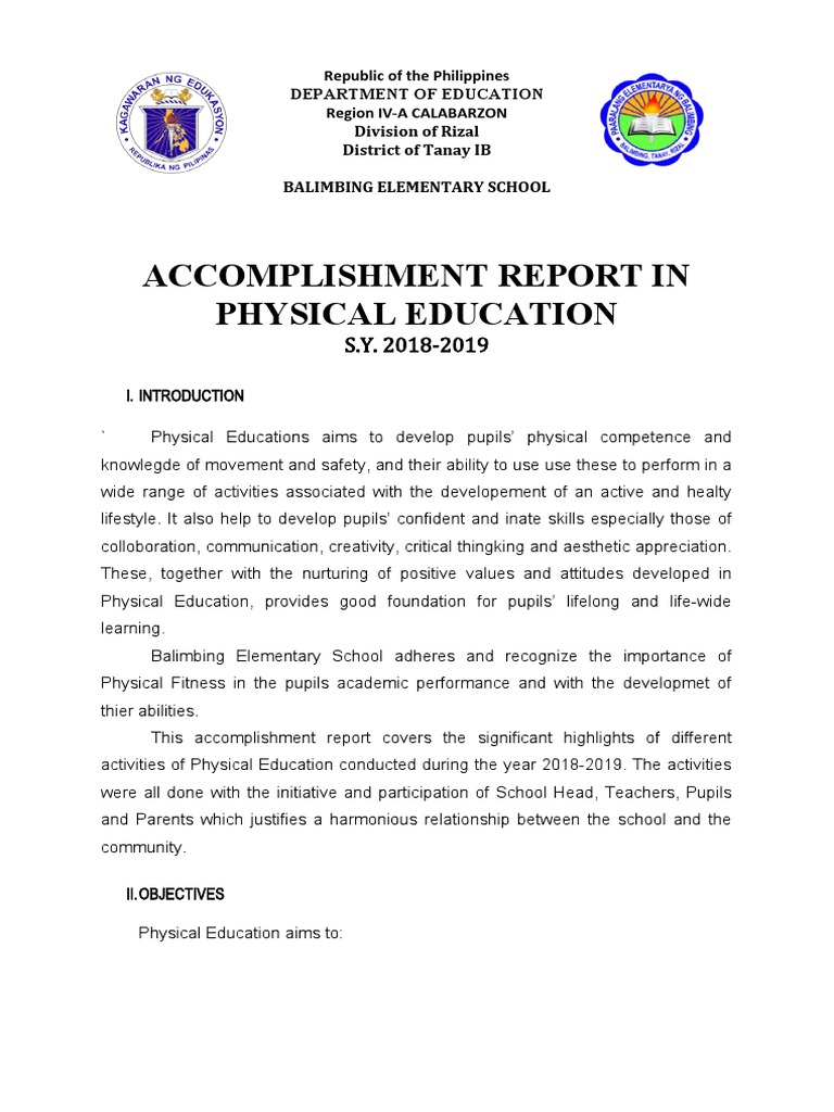 Accomplishment Report On Physical Education | PDF | Physical Education ...