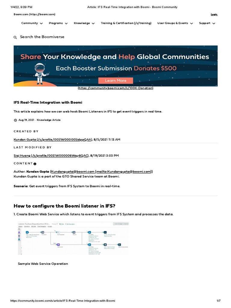 Article - IFS Real-Time Integration With Boomi - Boomi Community | PDF ...