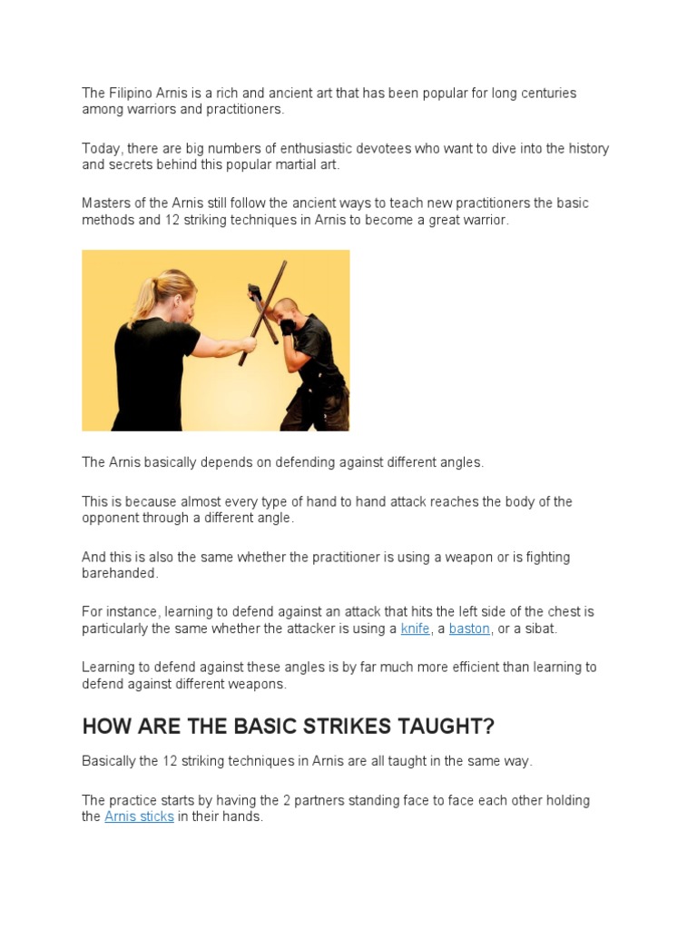 How Are The Basic Strikes Taught?: Knife Baston | PDF | Combat Sports