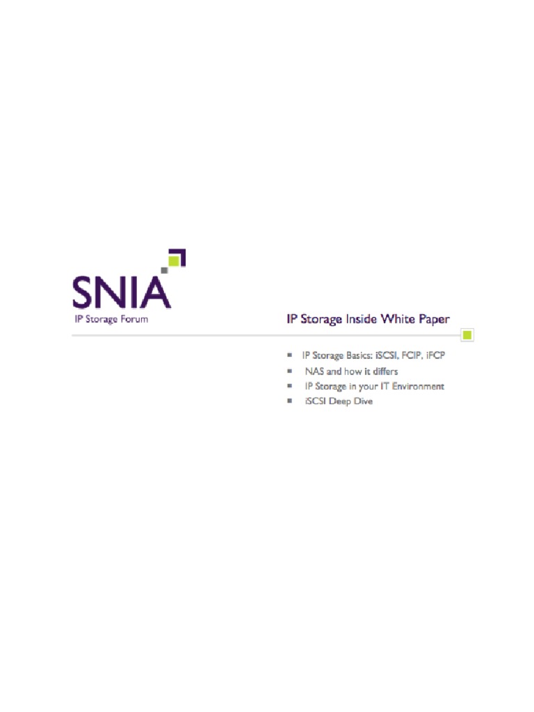 SNIA - IP Storage Basics | PDF