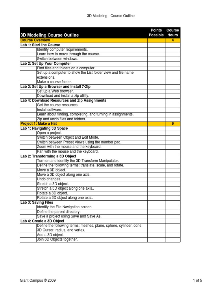 3D Modeling Course - Outline | PDF | 3 D Computer Graphics | Texture ...