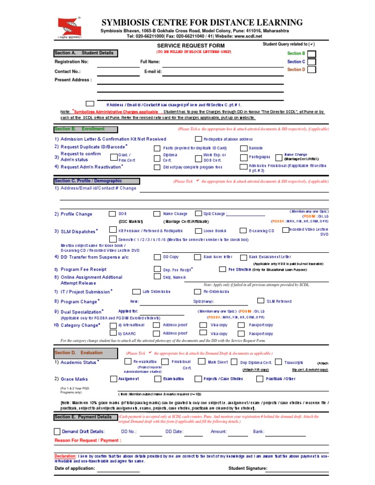 SRF For SCDL Student Only | PDF | Identity Document | Business