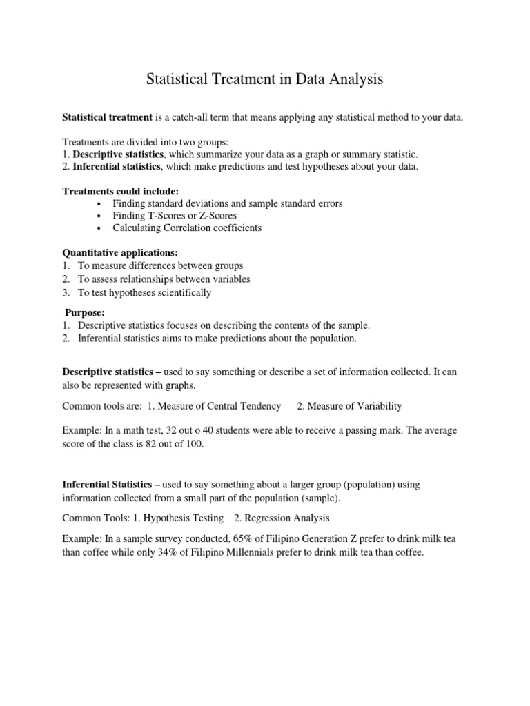 Statistical Treatment in Data Analysis | PDF