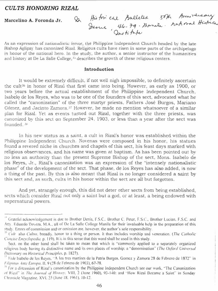 Foronda, Marcelino A. - CULTS HONORING RIZAL | PDF | Jesus | Tagalog ...