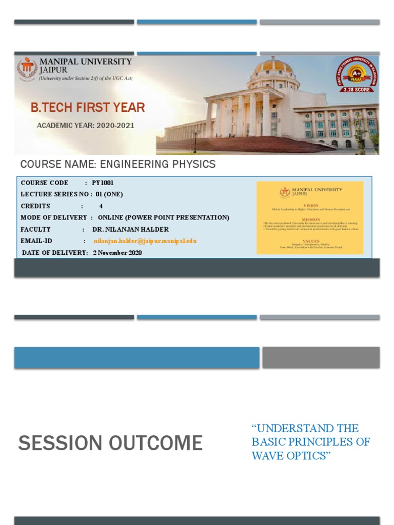 B.Tech First Year: Course Name: Engineering Physics | Download Free PDF ...