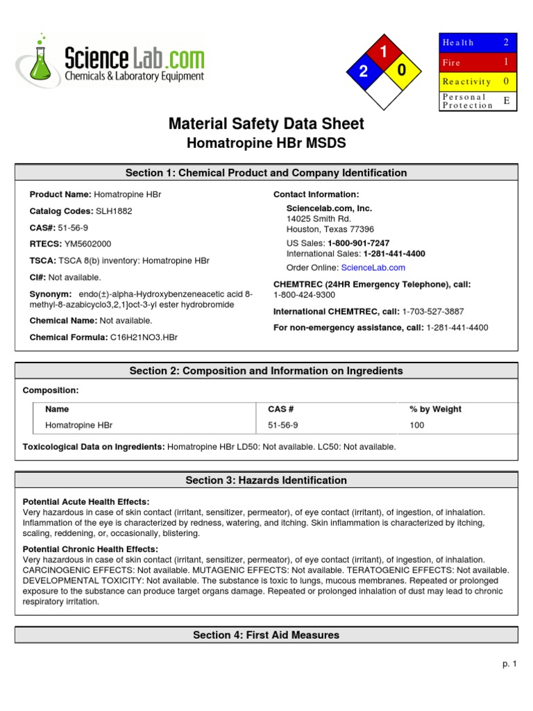 Msds HBR | PDF | Toxicity | Solubility