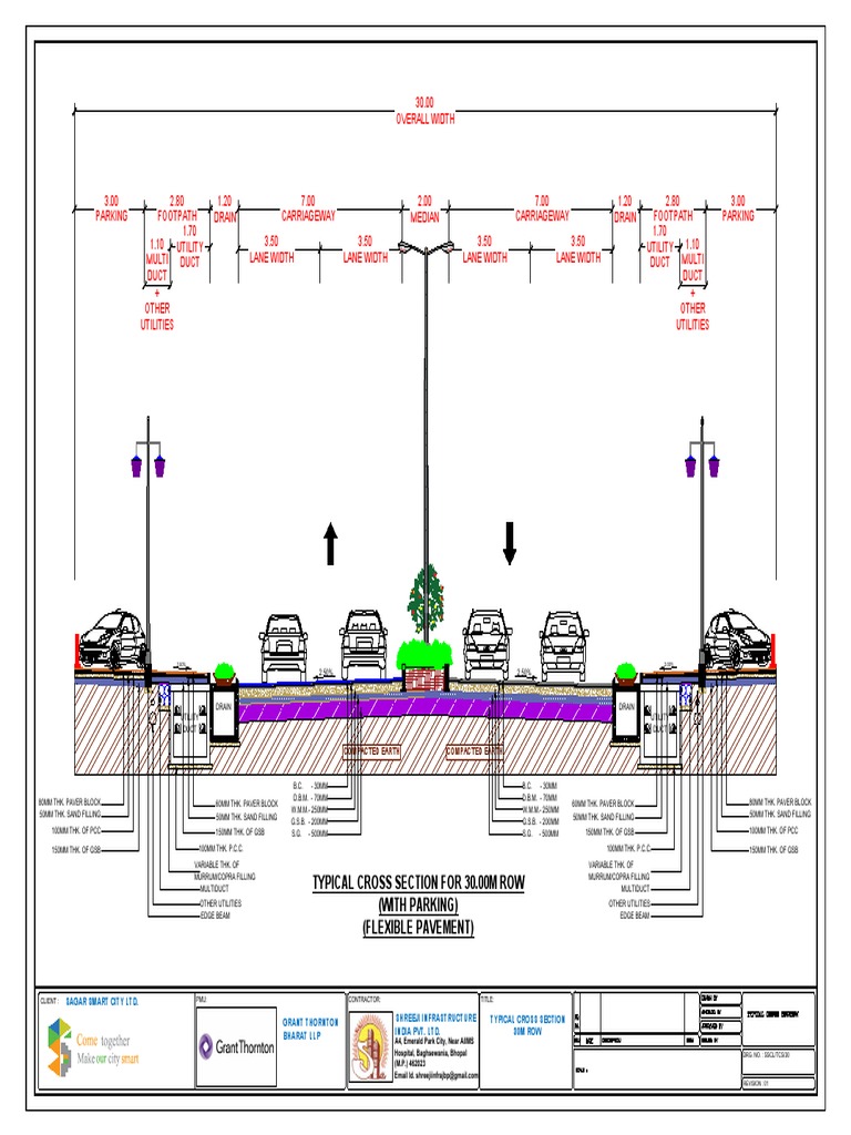 Typical Cross Section 30m With Parking | PDF | Road Infrastructure ...