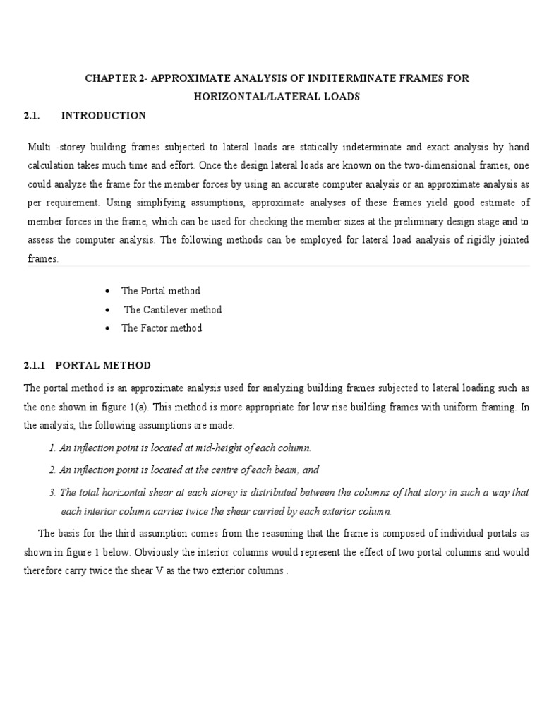 Approximate Analysis of Indeterminate Frames | PDF | Bending | Stress ...