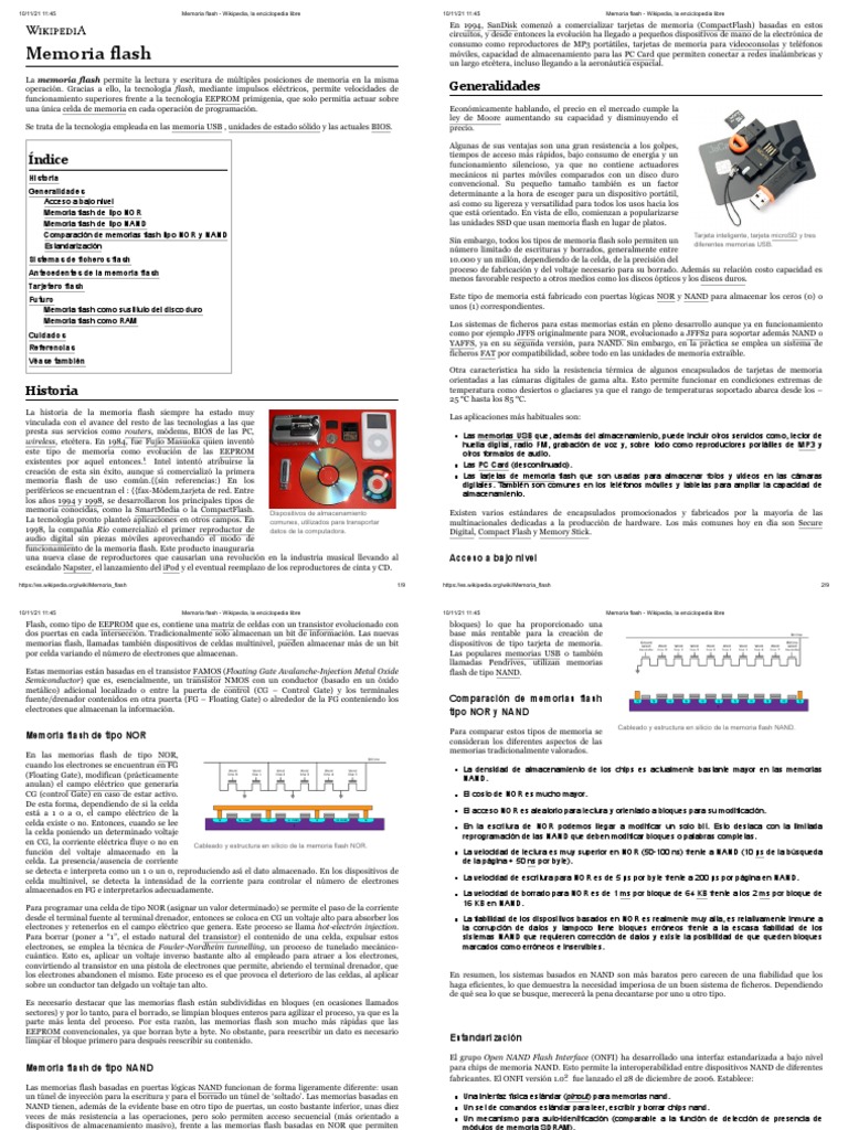 Memoria Flash | PDF | Almacenamiento de datos de la computadora ...