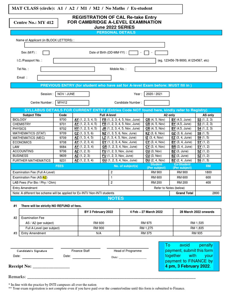 A2 Application Form June 2022 (Ver. 1) | PDF | Gce Advanced Level ...