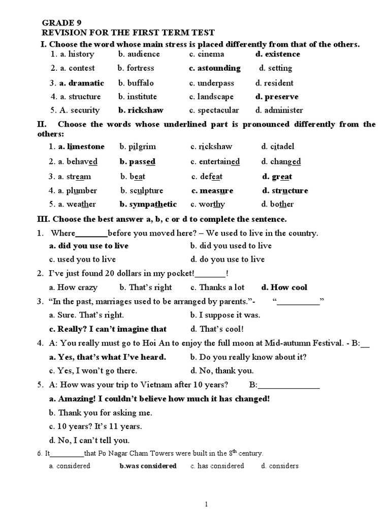Completed Key For English 9 | PDF