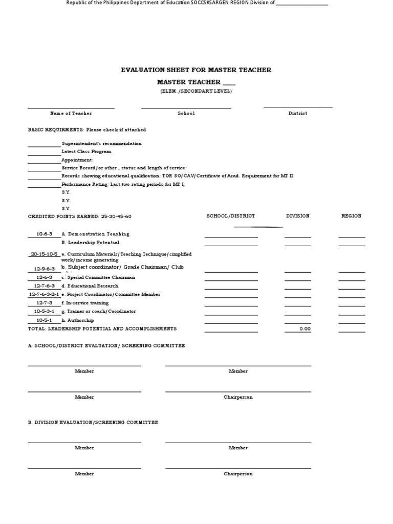 FORMs For ERF-RECLA-REVISED | PDF | Teachers | Master's Degree