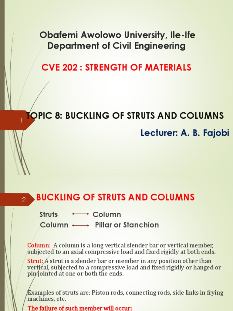 CVE 202-Buckling of Srtuts and Columns | PDF | Buckling | Column