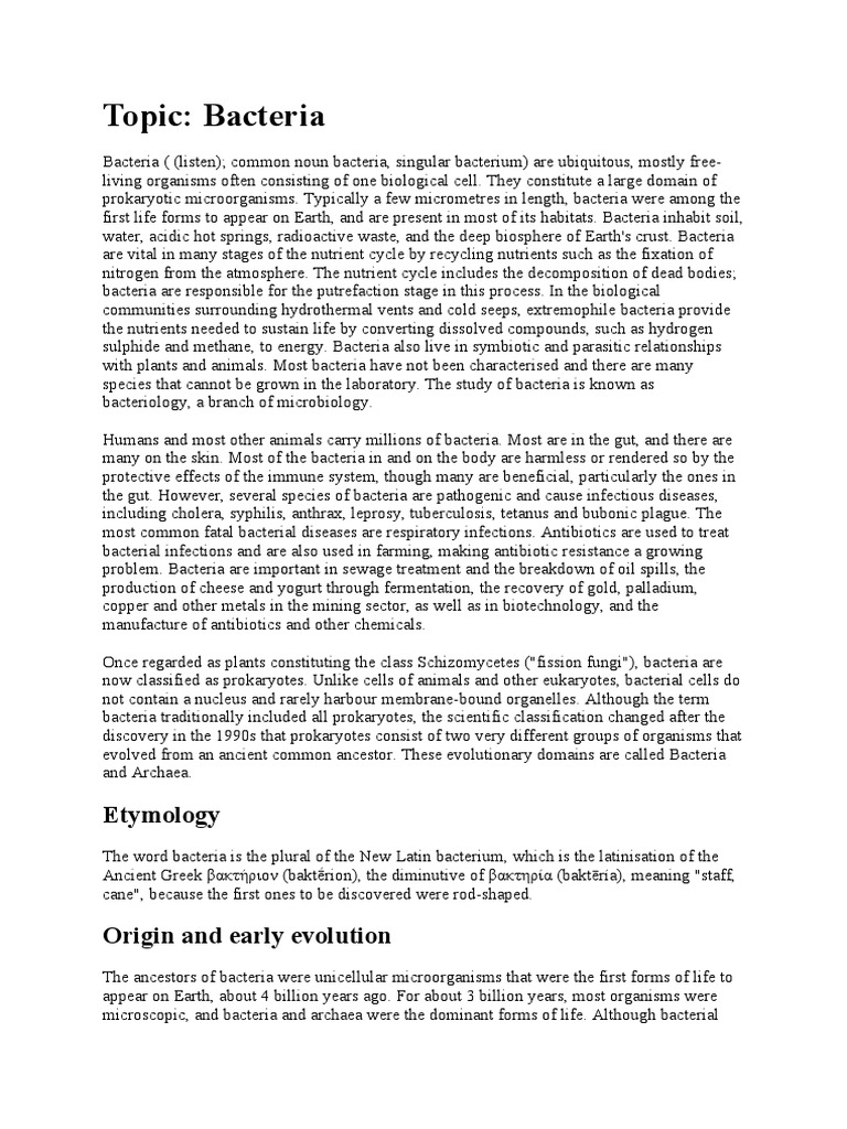 Topic: Bacteria: Etymology | PDF | Bacteria | Gram Positive Bacteria