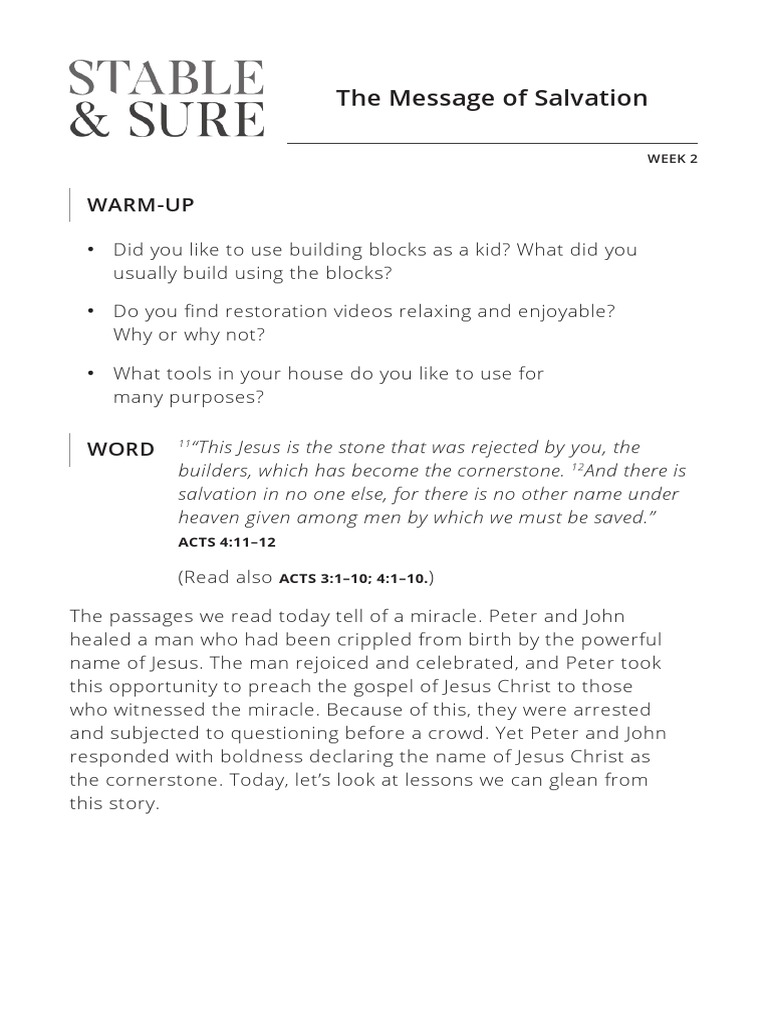 The Message of Salvation: Warm-Up | PDF | Jesus | Salvation