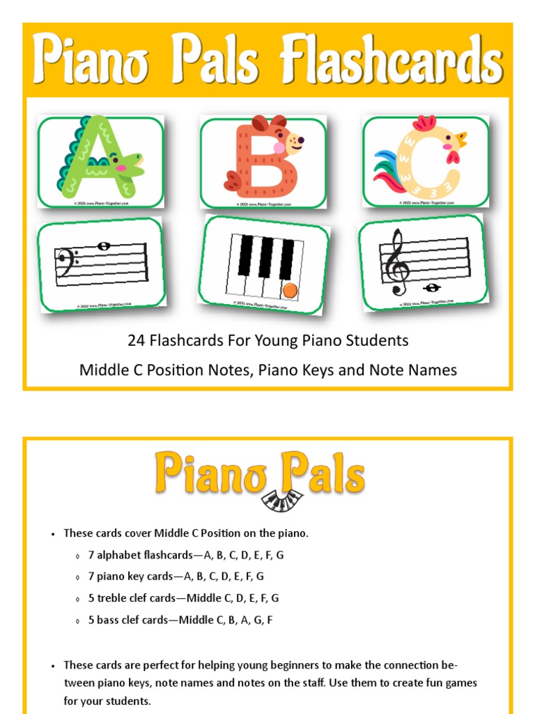 Piano Flashcards for Kids: Middle C | PDF | Home & Garden