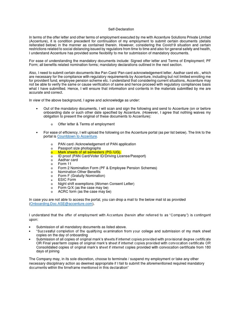 ASE Declaration Letter | PDF | Employment | Justice