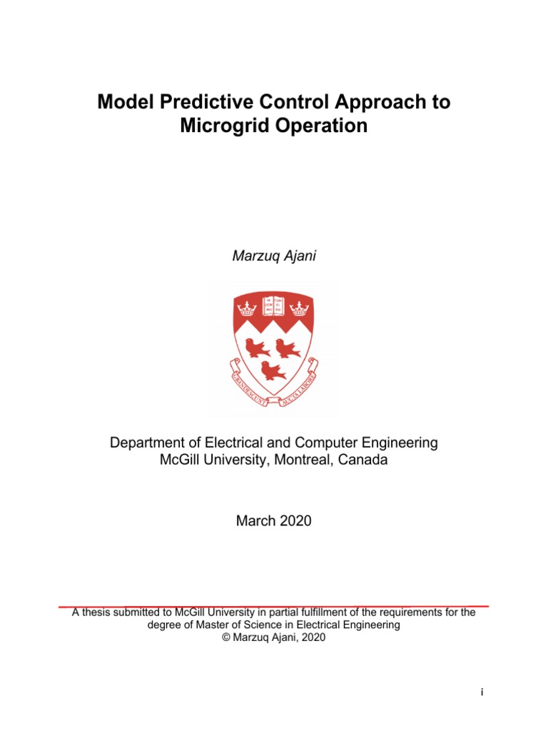 Model Predictive Control Approach To Microgrid Operation: Marzuq Ajani | PDF | Distributed ...