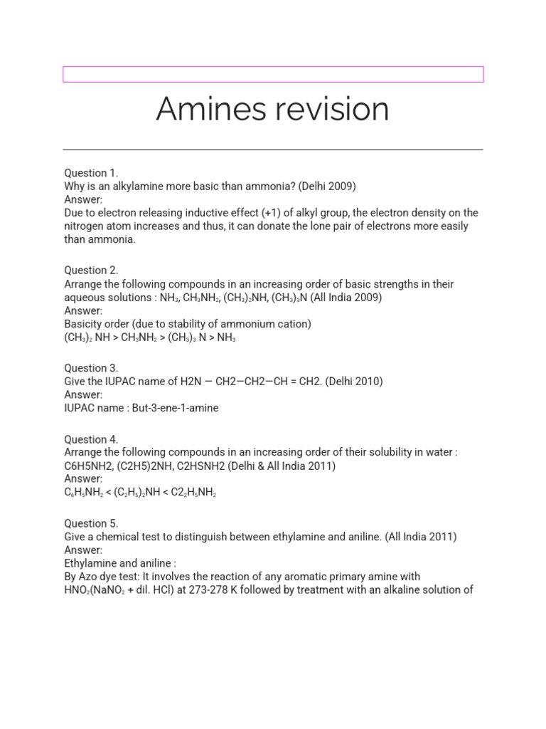 Amines Notes | Download Free PDF | Amine | Chemistry