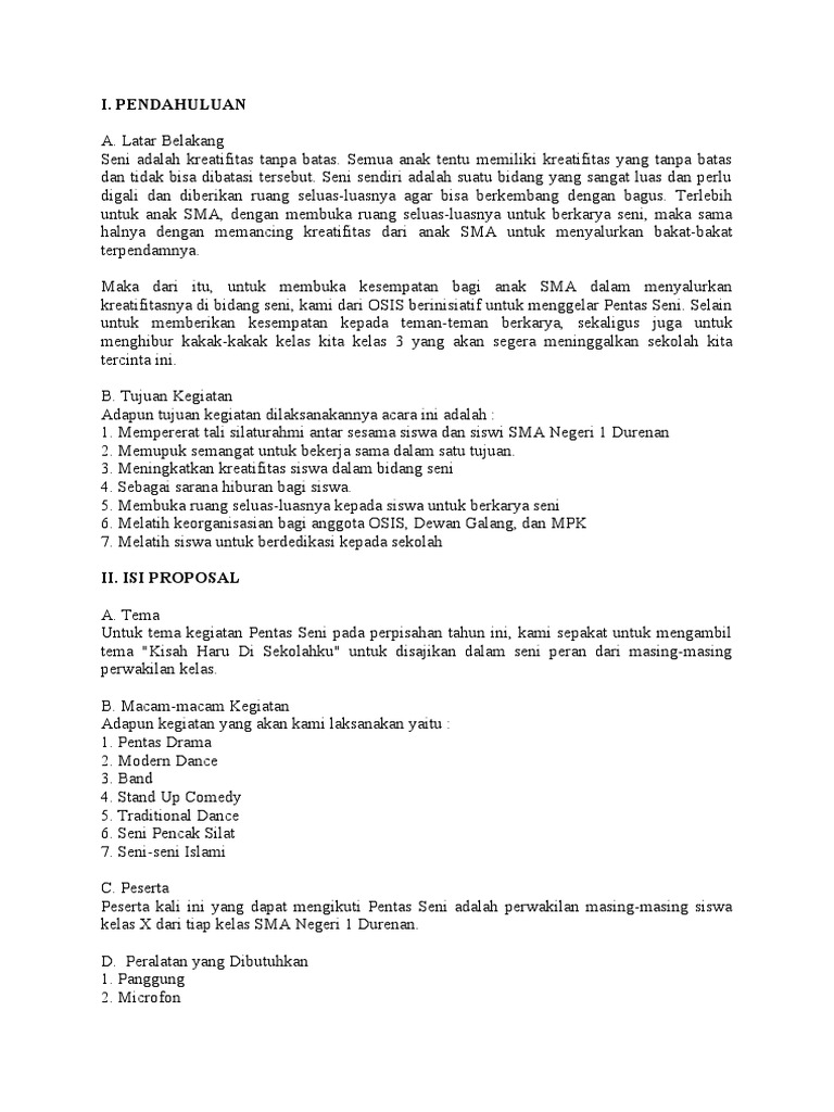 (DOC) Contoh Proposal Kegiatan Sekolah Yang Baik Dan Benar | PDF
