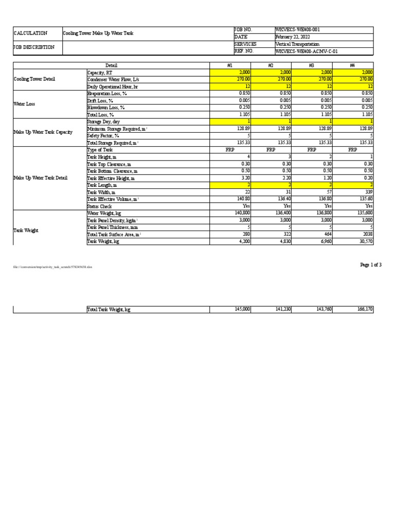 Cooling Tower Makeup Water Tank | PDF | Water | Civil Engineering