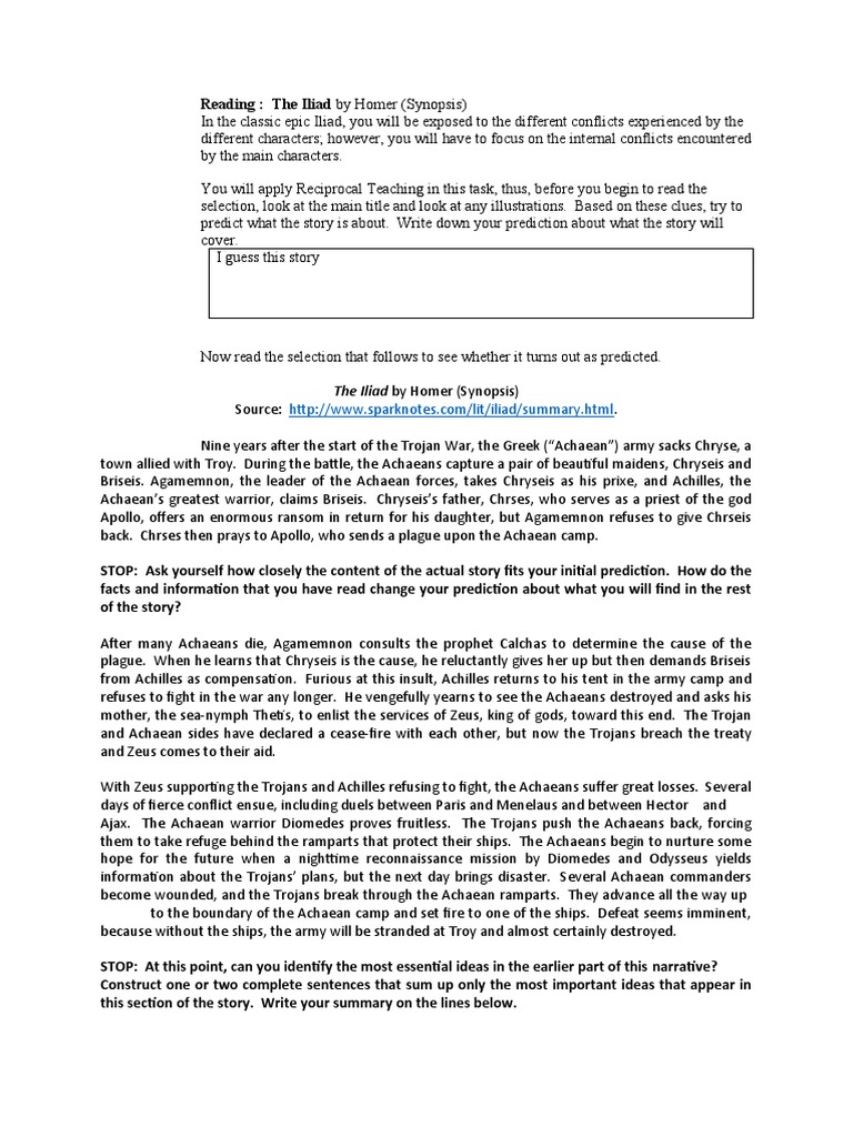 Iliad | PDF | Hector | Trojan War