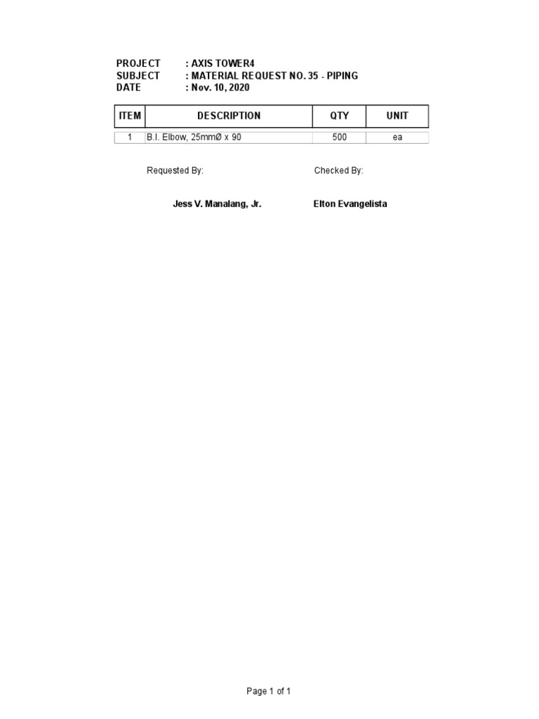 Material Request | PDF | Social Science