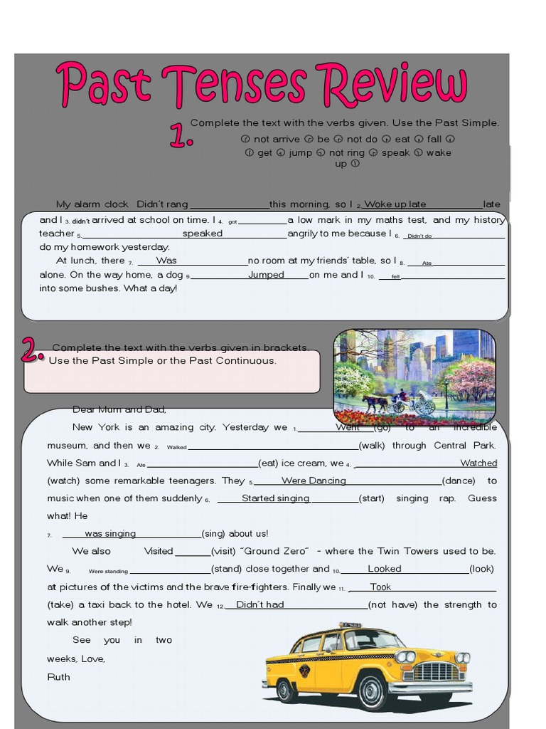 Past Tenses Review (1) JC | PDF