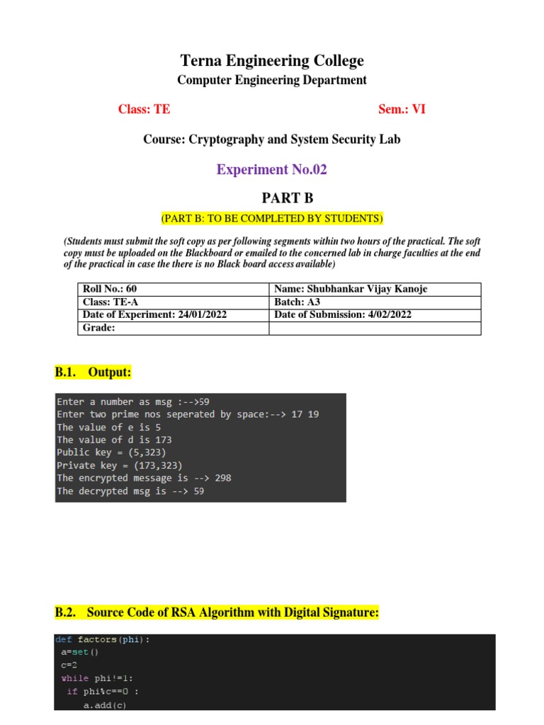 A60 Css Exp2 | PDF | Public Key Cryptography | Cryptography