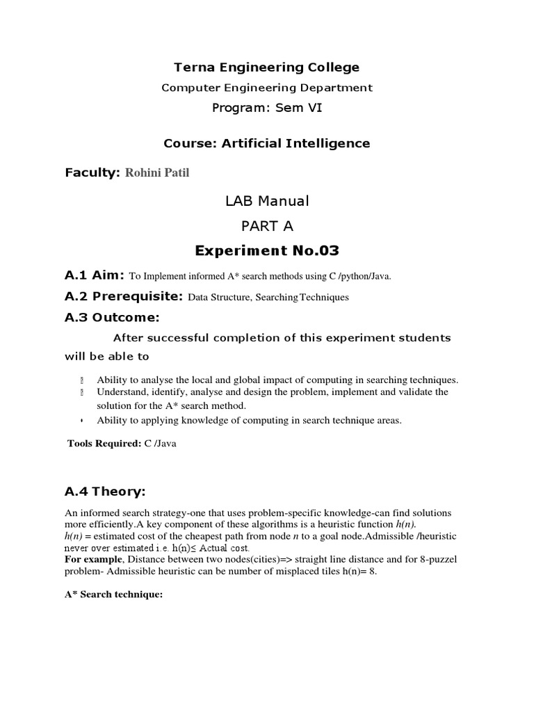 A60 AI Experiment03 | PDF | Algorithms | Cognition