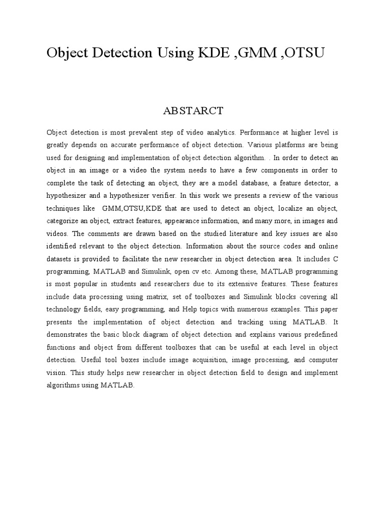 Object Detection Report | PDF | Matlab | Computer Vision