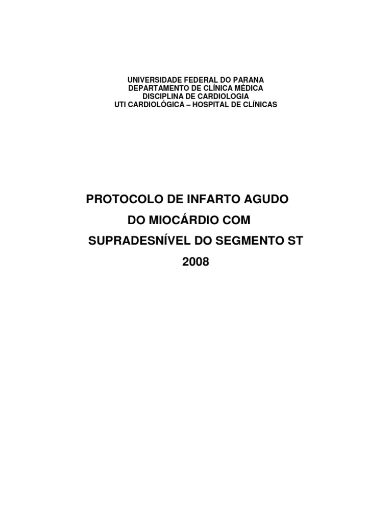 Protocolo Iam | PDF | Infarto do Miocárdio | Especialidades médicas